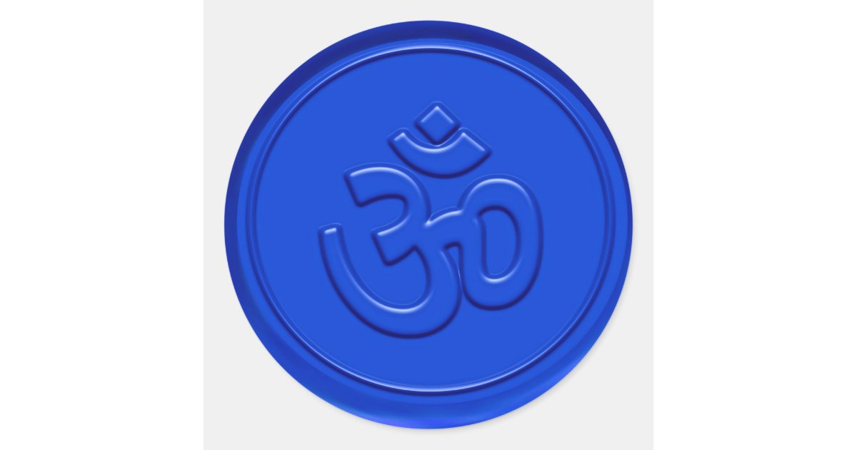 Embossed Blue Om Sign Classic Round Sticker | Zazzle