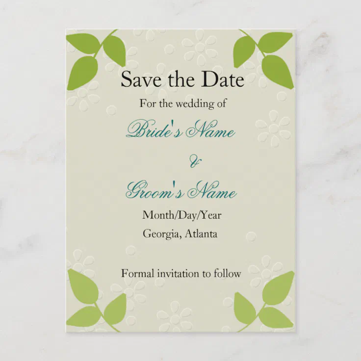 Embossed - Save the Date card | Zazzle