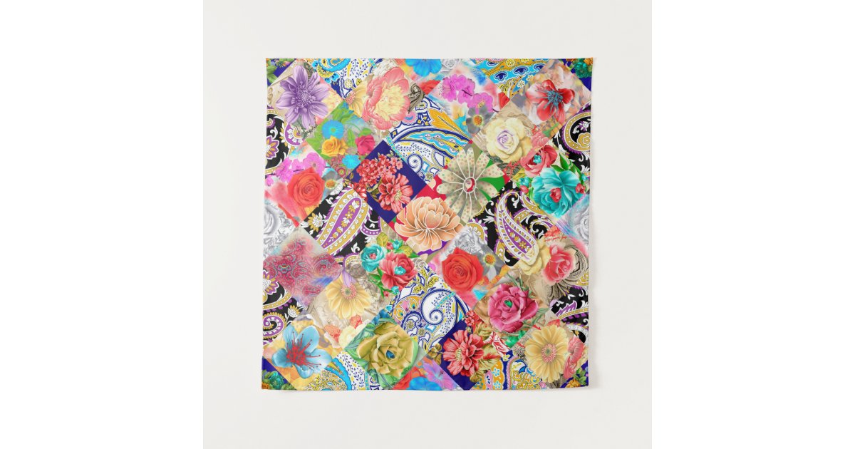 Embroidery seamless pattern with beautiful flowers tapestry | Zazzle