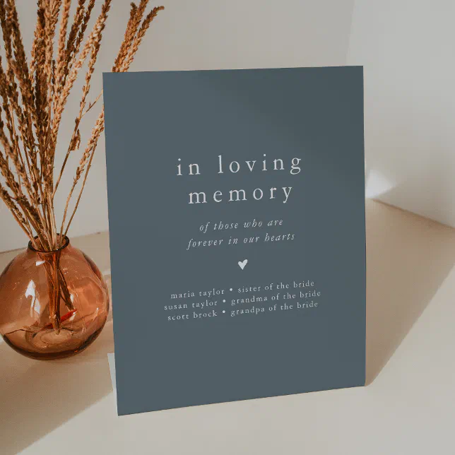 EMELIA Navy Blue In Loving Memory Wedding Memorial Pedestal Sign | Zazzle