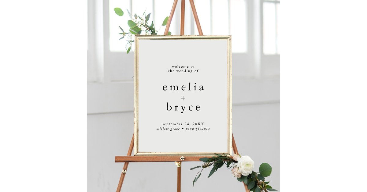 EMELIA Neutral Boho Wedding Welcome Sign Template | Zazzle