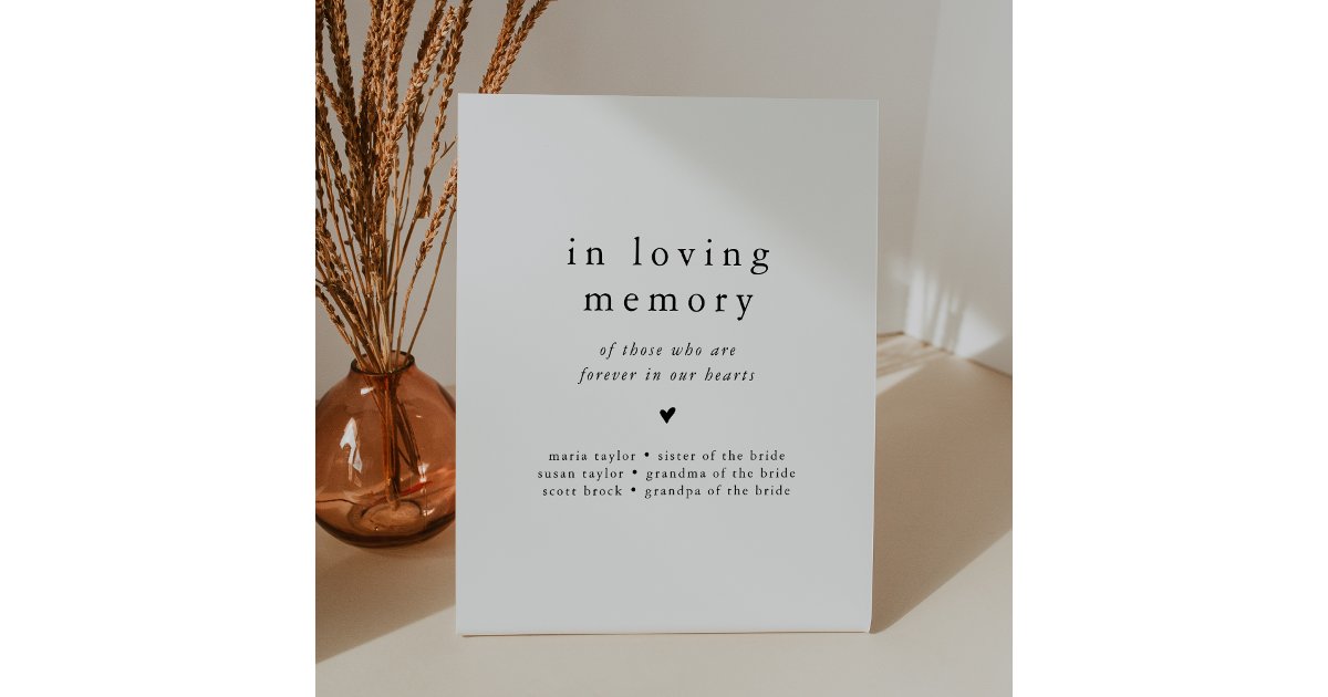 EMELIA Rustic In Loving Memory Wedding Memorial Pedestal Sign | Zazzle