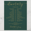 Emerald Gold Schedule Wedding Itinerary Timeline | Zazzle