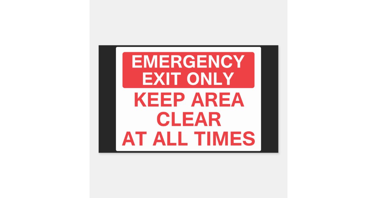 Emergency Exit Only Rectangular Sticker | Zazzle