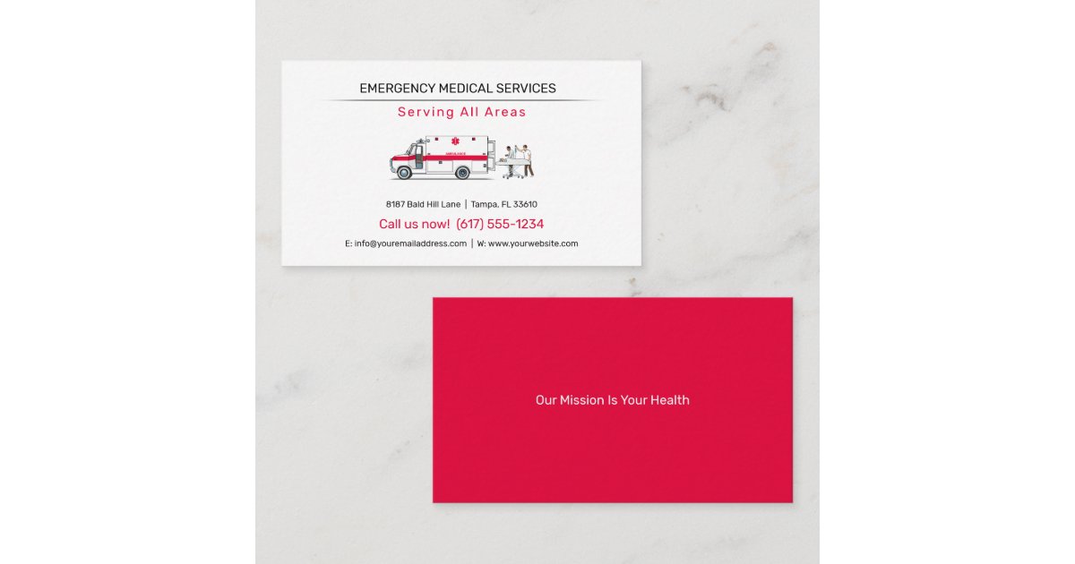 Emergency Medical Services | Ambulance Business Card | Zazzle