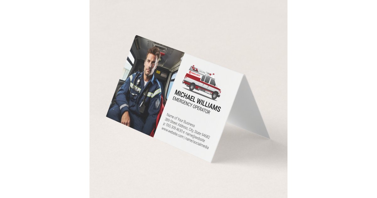 Emergency Vehicle | Paramedic Worker Business Card | Zazzle