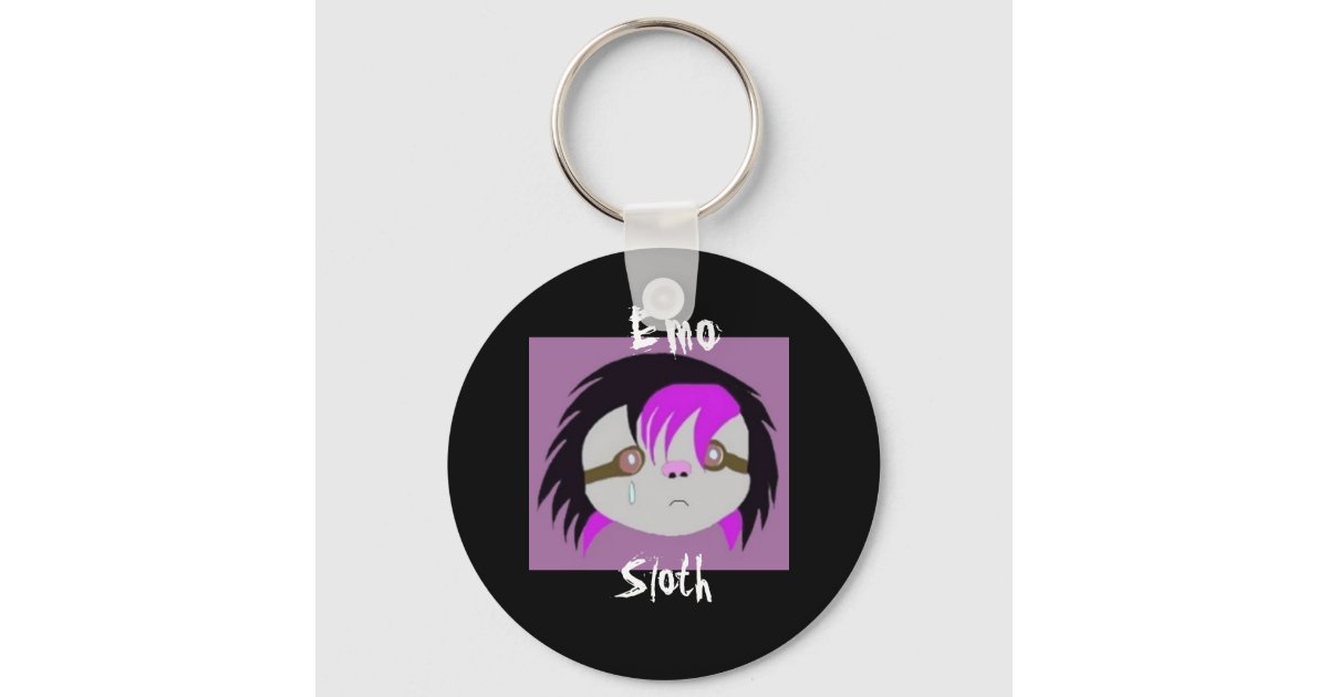 Emo Sloth Keychain | Zazzle