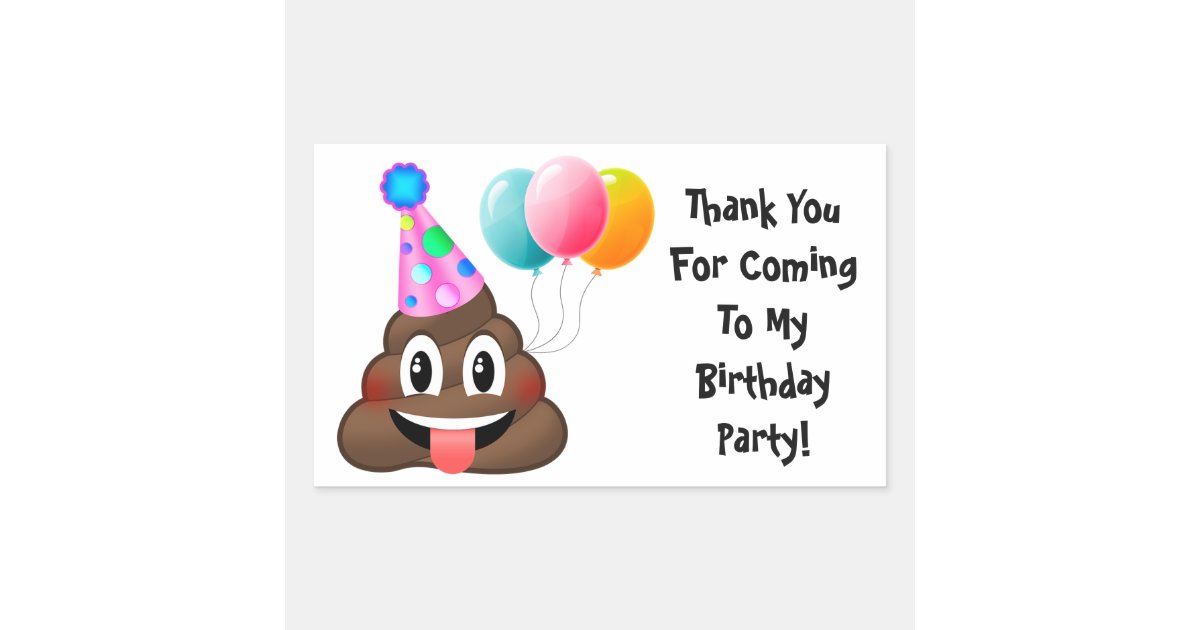 Emoji Poop Birthday Party Thank You Stickers | Zazzle.co.uk