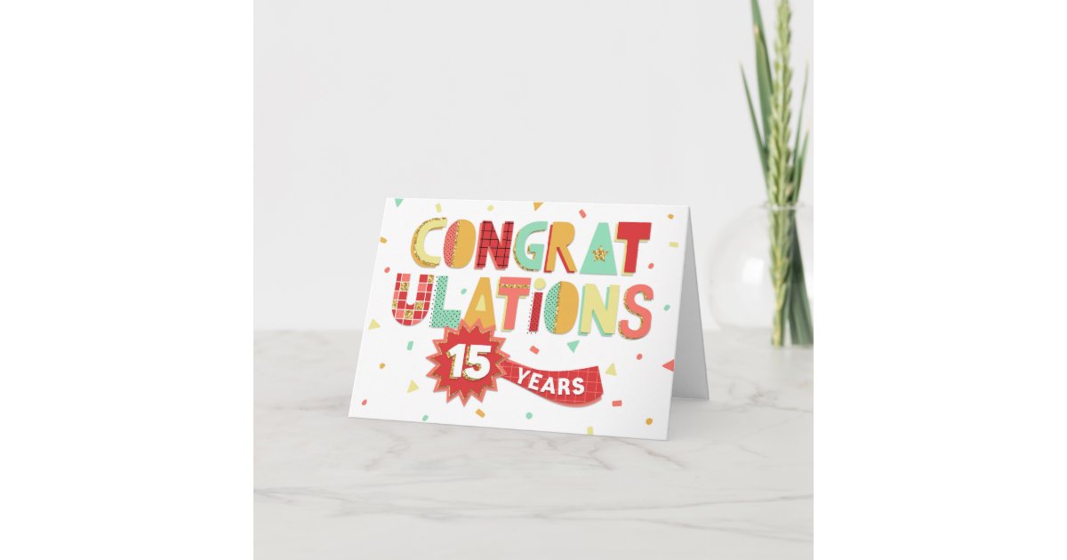 Employee Anniversary 15 Years Fun Congratulations Card | Zazzle.co.uk