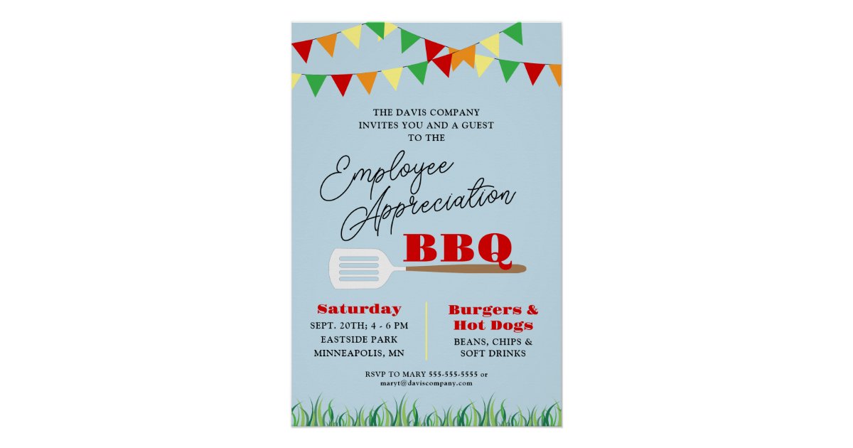 Employee Appreciation BBQ Summer Poster | Zazzle