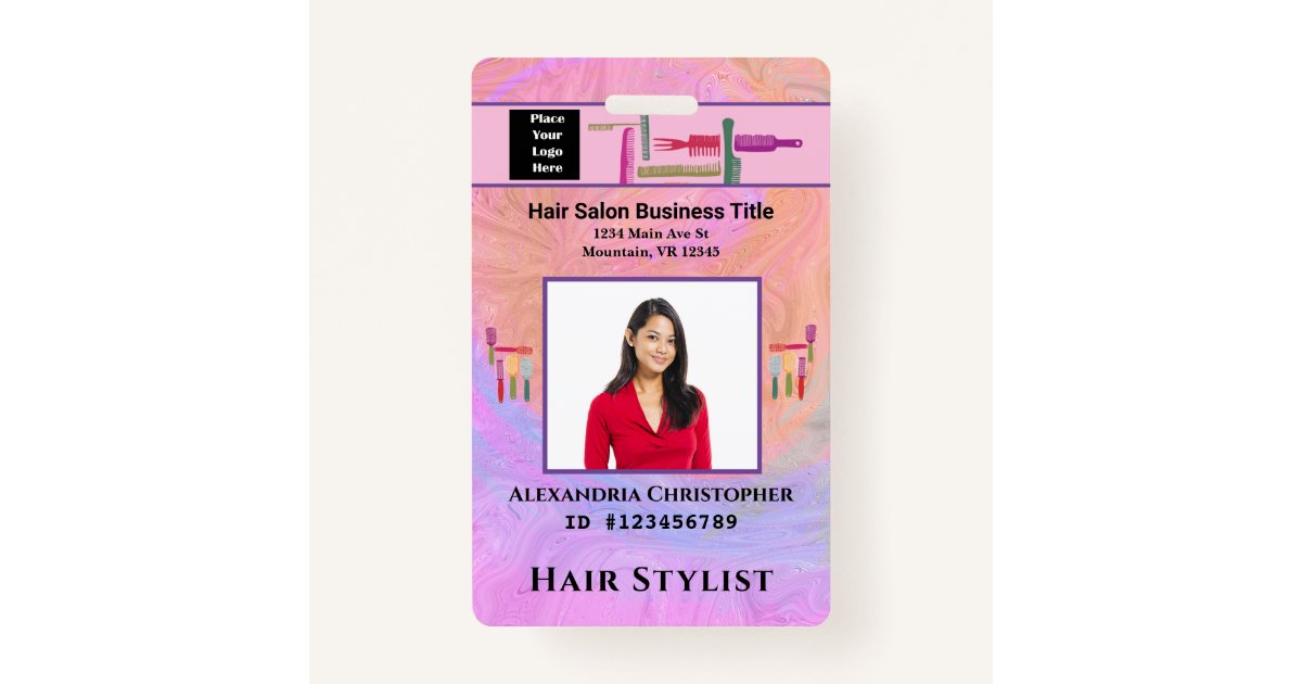 Employee ID Card Hair Stylist Photo Custom ID Badge | Zazzle