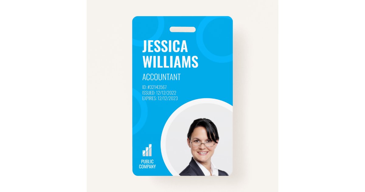 Employee ID Card Modern Blue Staff Badge ID Badge | Zazzle