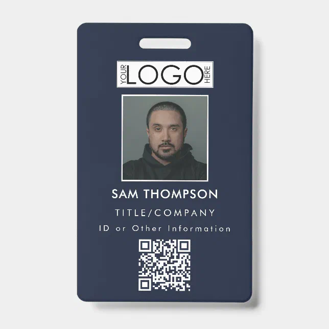 Employee ID Photo Company Security Badge QR Code | Zazzle