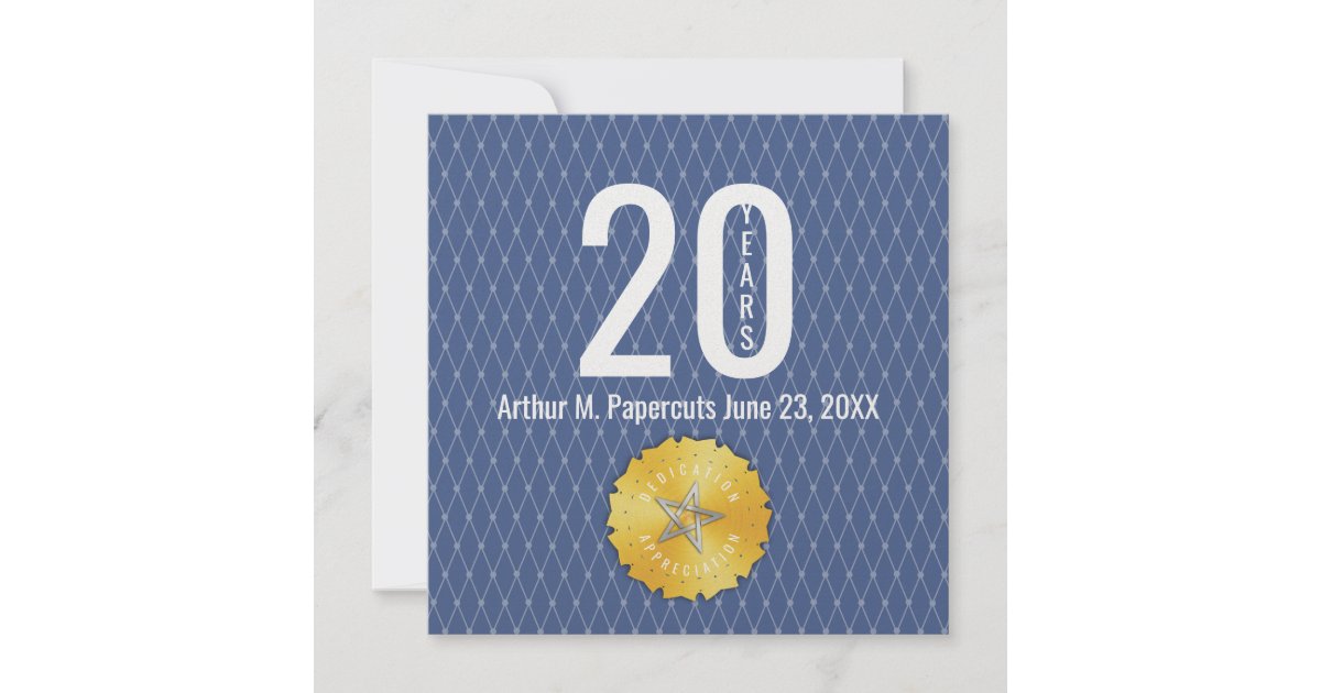 Employee milestone anniversary 20 year gift card | Zazzle.co.uk