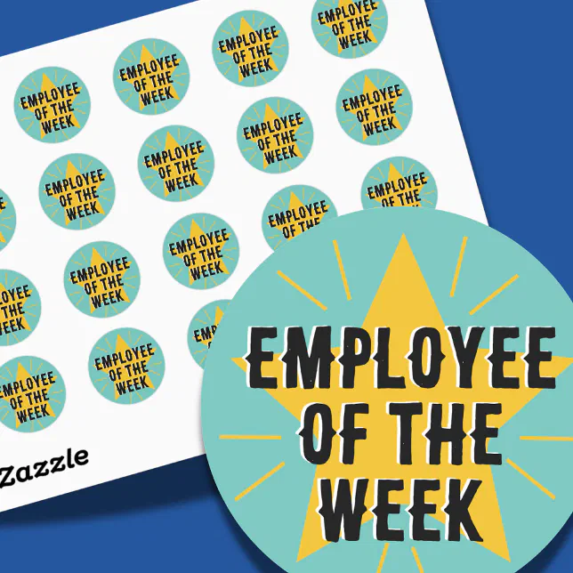Employee of the week Star Worker Boss badge Classic Round Sticker | Zazzle