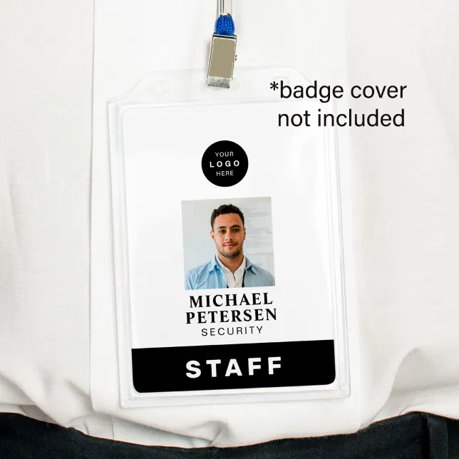 Employee photo name security ID company logo ID Badge | Zazzle