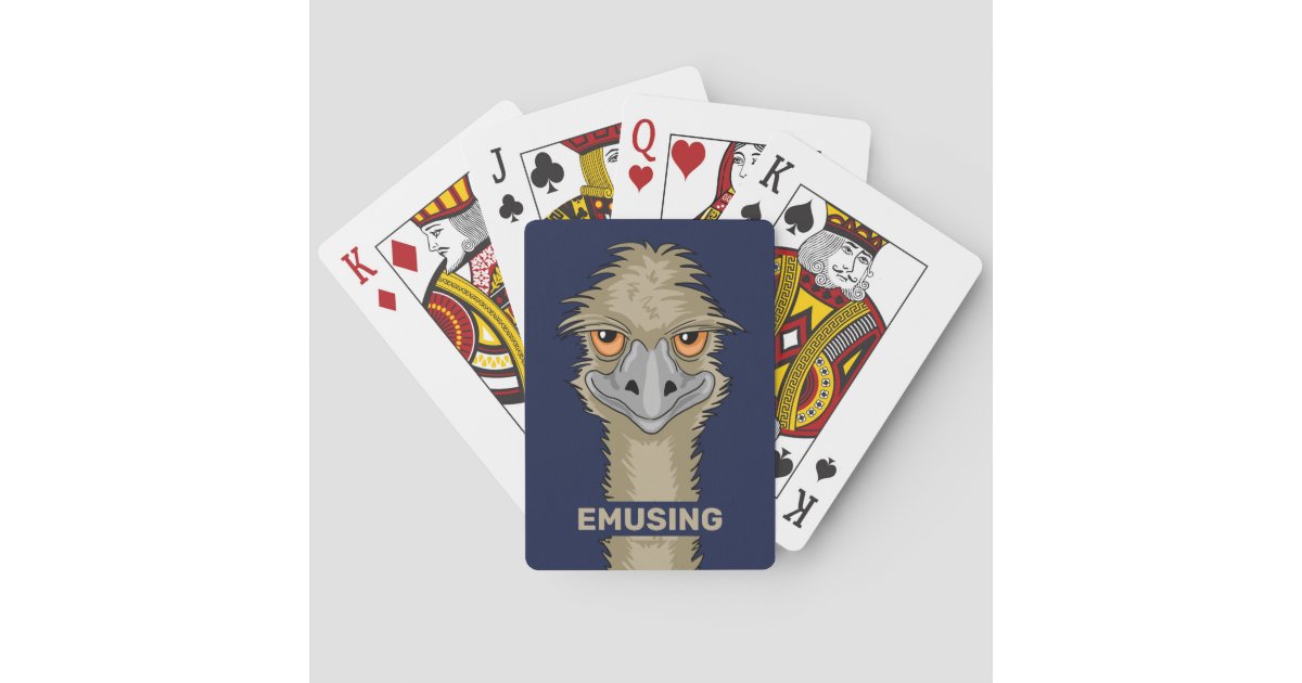 Emusing Funny Emu Pun Playing Cards | Zazzle