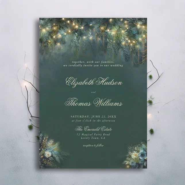 Enchanted Forest Greenery Woodland Romance Wedding Invitation | Zazzle