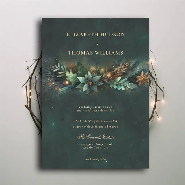 Enchanted Forest Magical Garland Fairytale Wedding Invitation | Zazzle