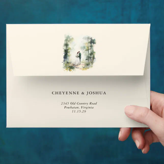 Enchanted Forest Modern Greenery Wedding Envelope | Zazzle