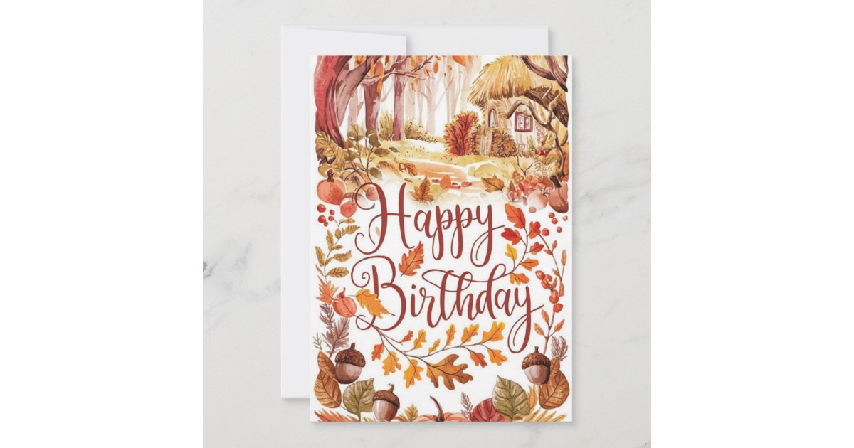 Enchanted Pumpkin Autumn Fall Happy Birthday Card | Zazzle