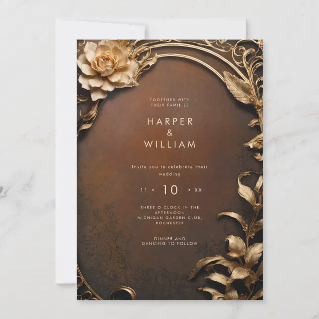Enchanted rust and gold Wedding Invitation | Zazzle