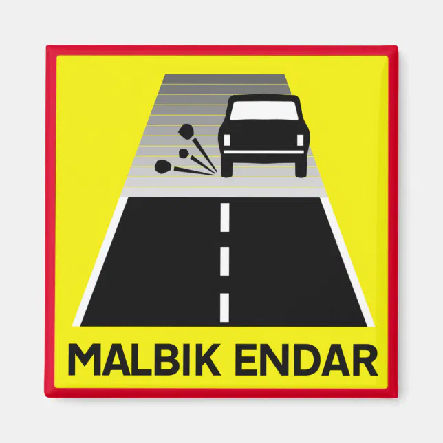 End Of Tarred Road, Traffic Sign, Iceland Magnet | Zazzle