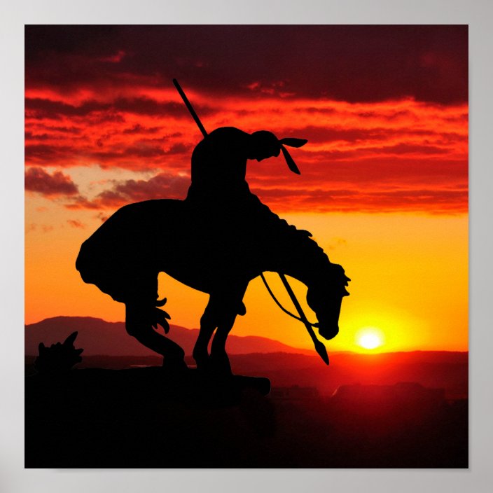 End of the Trail Silhouette With Sunset Poster | Zazzle.co.uk