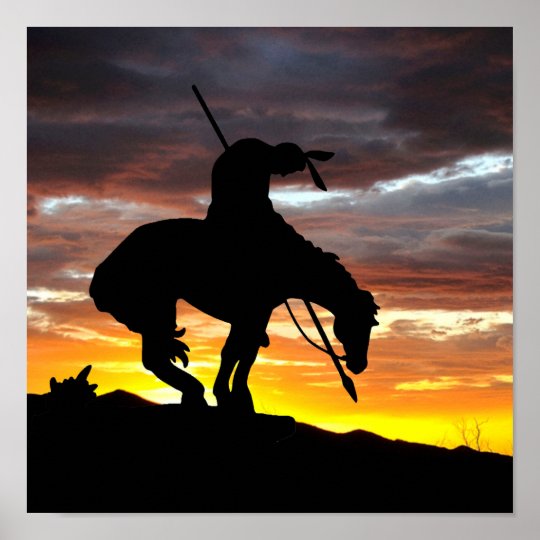 End of the Trail Silhouette With Sunset Poster | Zazzle.co.uk