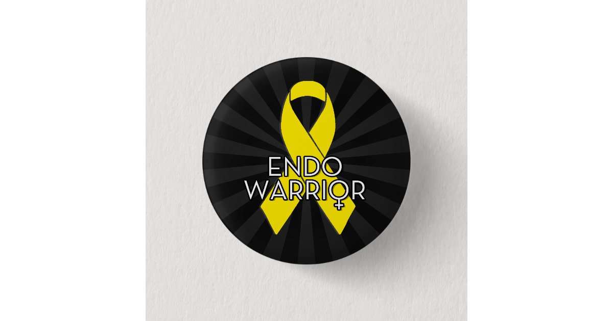 Endo Warrior Endometriosis Awareness Yellow Ribbon 3 Cm Round Badge ...