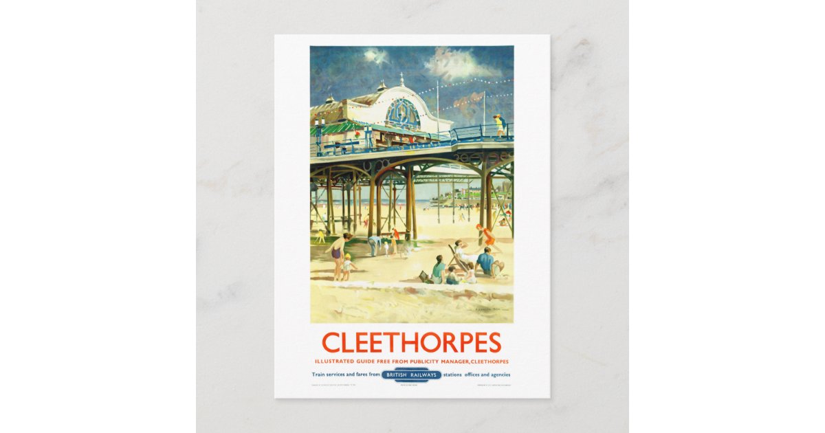 England Cleethorpes Restored Vintage Travel Poster Postcard | Zazzle