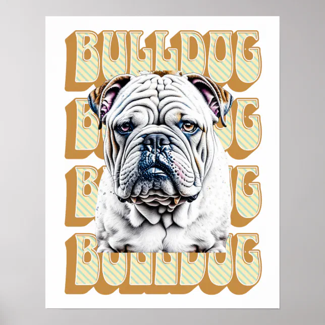 English Bulldog with Retro Font Poster | Zazzle