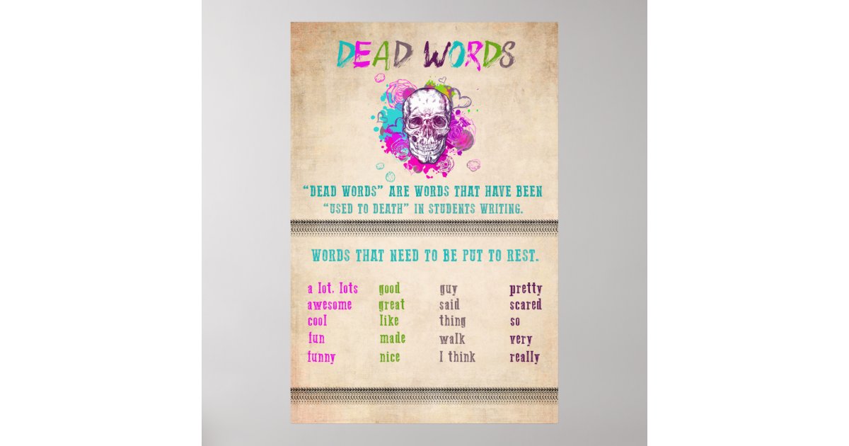 English Classroom DEAD WORDS Poster | Zazzle