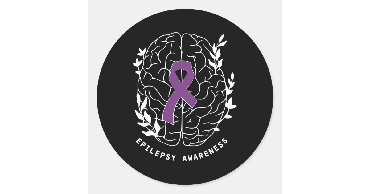 Epilepsy Awareness Ribbon Purple Epilepsy Brain Gr Classic Round ...