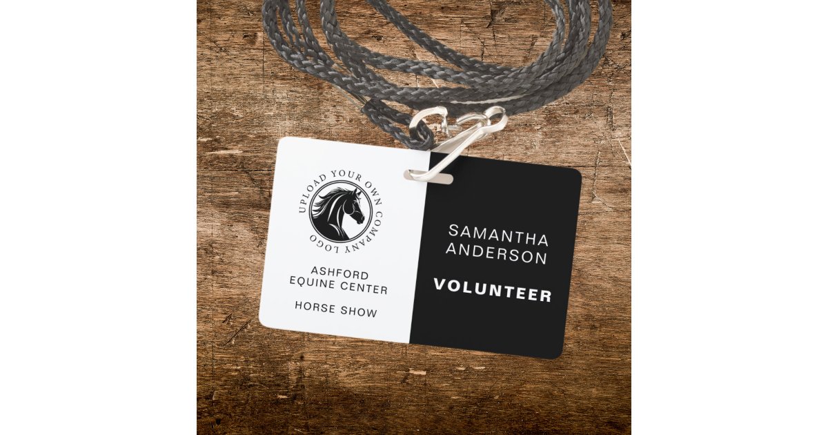 Equestrian Horse Logo Volunteer Employee QR Code ID Badge | Zazzle