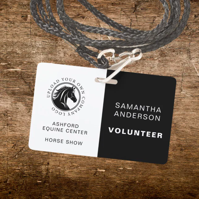 Equestrian Horse Logo Volunteer Employee QR Code ID Badge | Zazzle