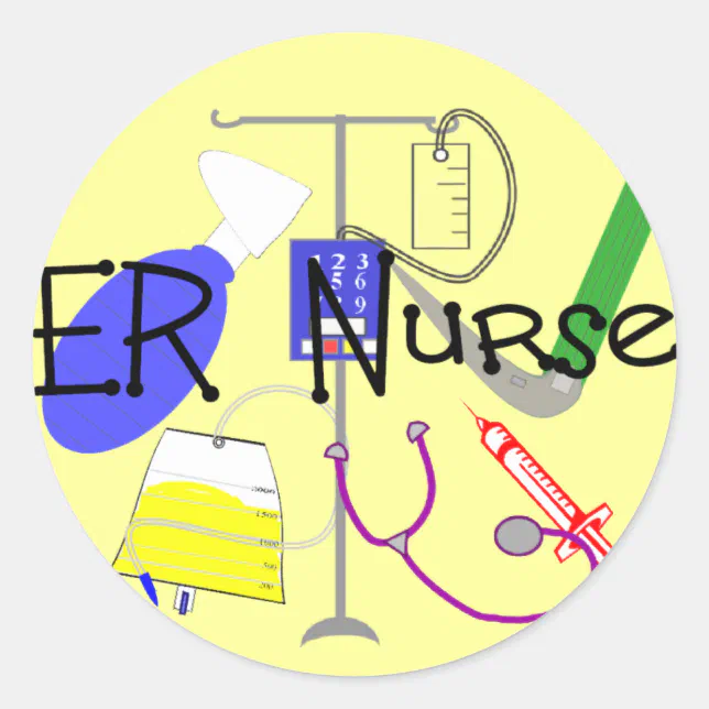 ER Nurse Medical Equipment Design Classic Round Sticker | Zazzle