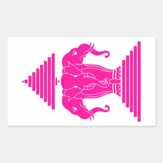 Erawan Pink Three Headed Elephant Lao / Laos Flag Rectangular Sticker ...