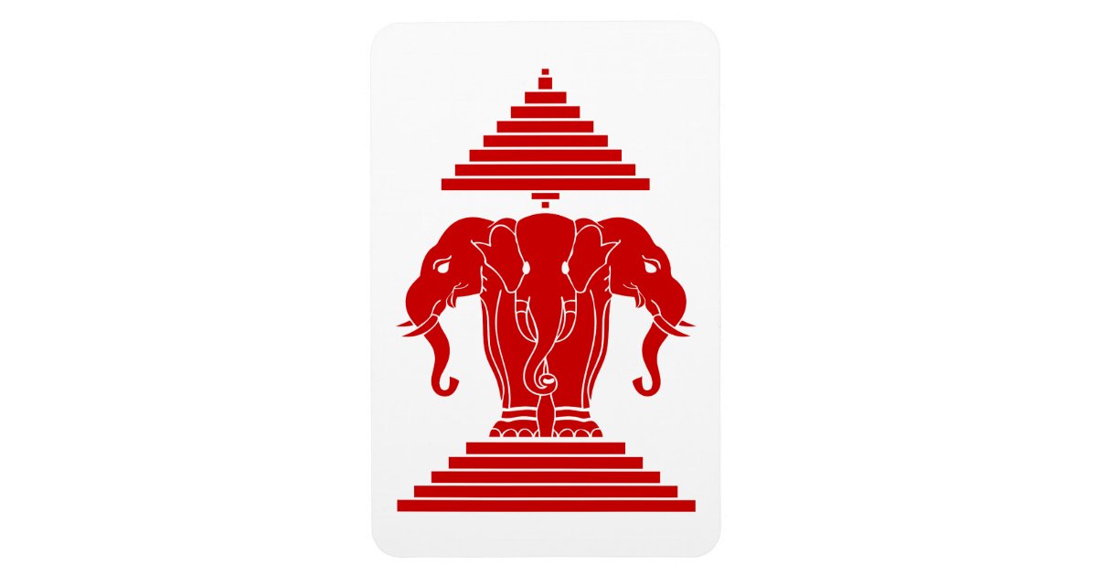 Erawan Three Headed Elephant Lao / Laos Flag Magnet | Zazzle