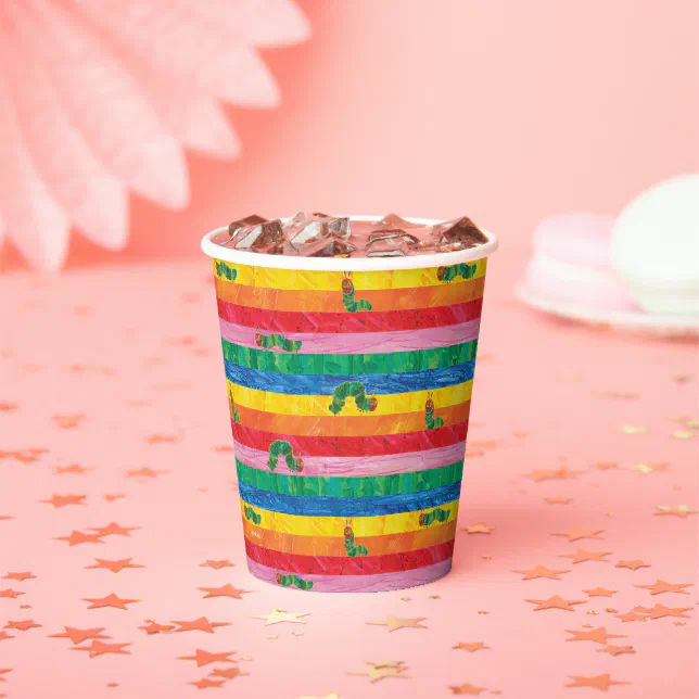 Eric Carle | Caterpillar Rainbow Stripe Pattern Paper Cups | Zazzle