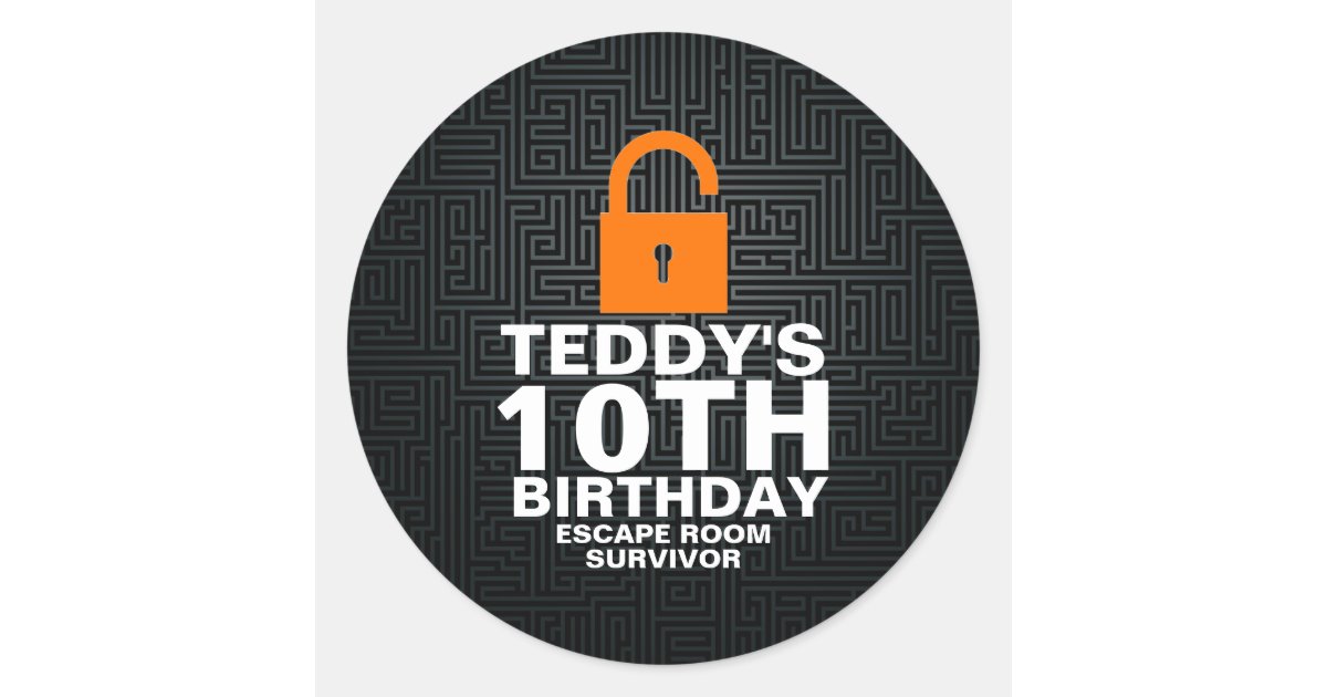 Escape Room Murder Mystery Game Birthday Party Classic Round Sticker ...