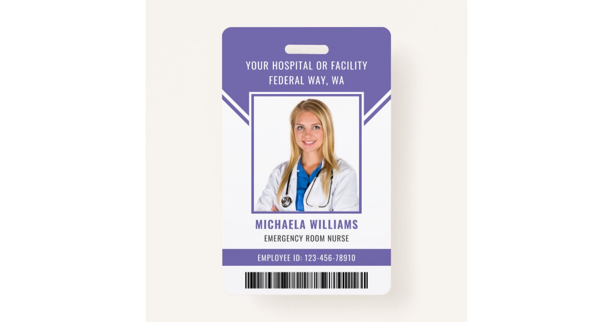 Essential Employee Barcode Photo Security ID ID Badge | Zazzle