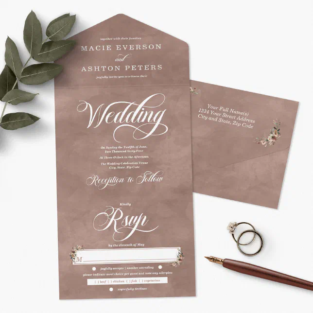 Ethereal Elegance Rosewood Boho Watercolor Wedding All In One ...