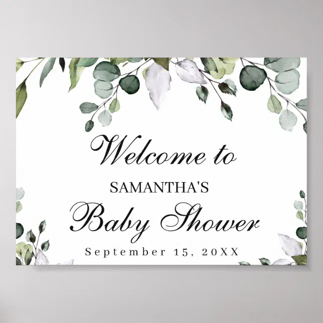 Eucalyptus Baby Shower Welcome Poster Sign | Zazzle