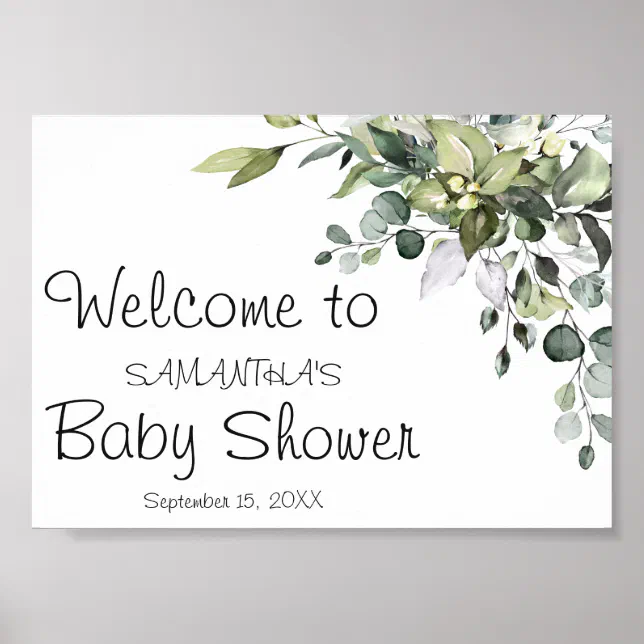 Eucalyptus Baby Shower Welcome Poster Sign | Zazzle