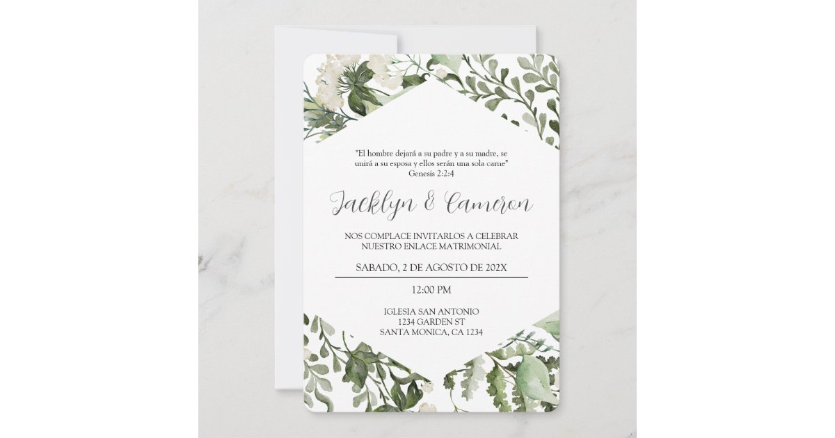 Eucalyptus frame Spanish Wedding Invitation | Zazzle