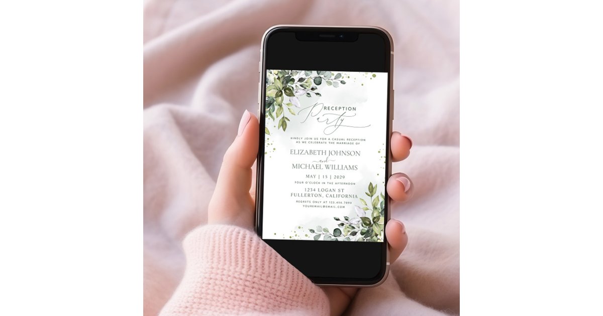 Eucalyptus Green Reception Party Invitation | Zazzle
