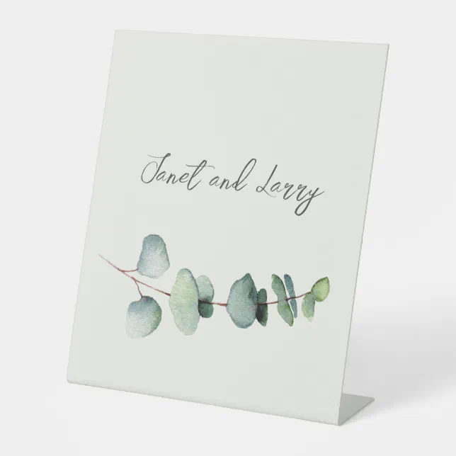 Eucalyptus Minimalist Wedding Stand-Up Sign | Zazzle