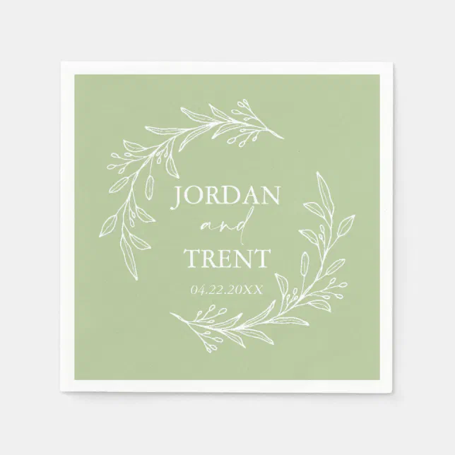 Eucalyptus Sage Green Custom Wedding Paper Napkins | Zazzle