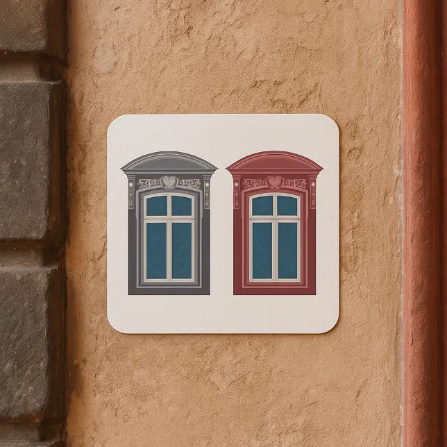 European Window Ornate Architectural Art Square Sticker | Zazzle